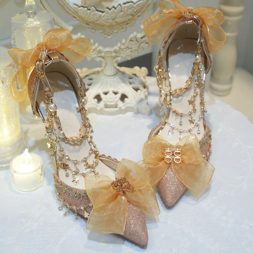 Lace Bow Princess Heels Shoes SE23347