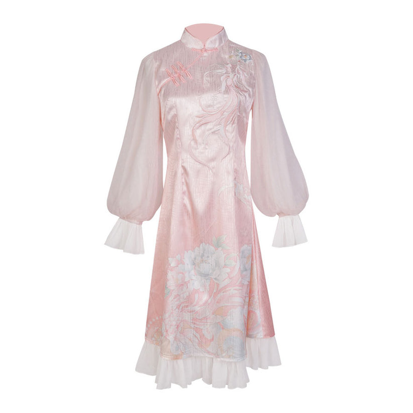 Embroidered Flower Cheongsam Dress SE22650